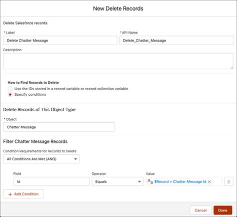 delete chatter messages using salesforce flow automation champion