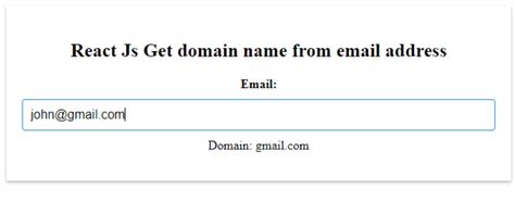 javascript get domain name from email address react js