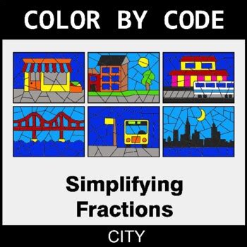 Simplifying Fractions Coloring Worksheets Color By Code By WhooperSwan
