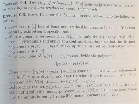 Solved M 94 The Ring Of Polynomials K A With Coefficients