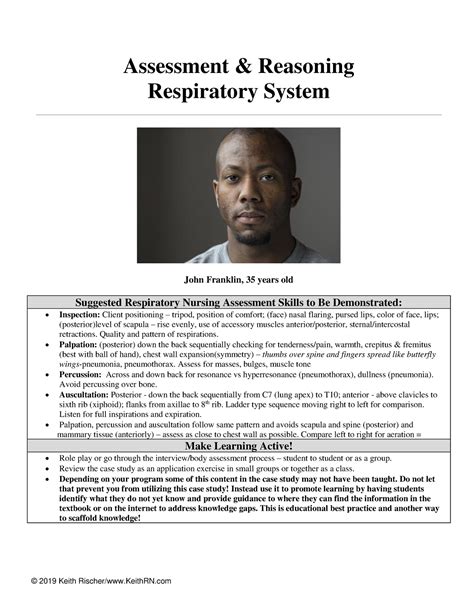 Clinical Make Up Assignment 1 Assessment And Reasoning Respiratory System John Franklin 35