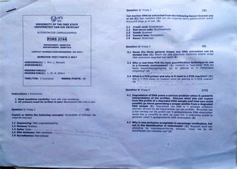 Foensic Gene Tests Past Question Papers Compiled In One Pdf
