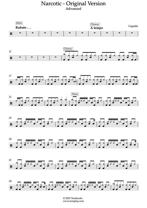 Narcotic [advanced] Sheet Music To Download And Print