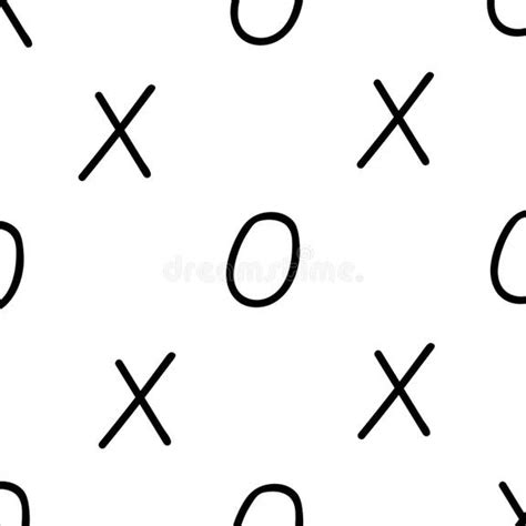Hand Drawn Lines Seamless Abstract Black And White Tic Tac Toe Pattern