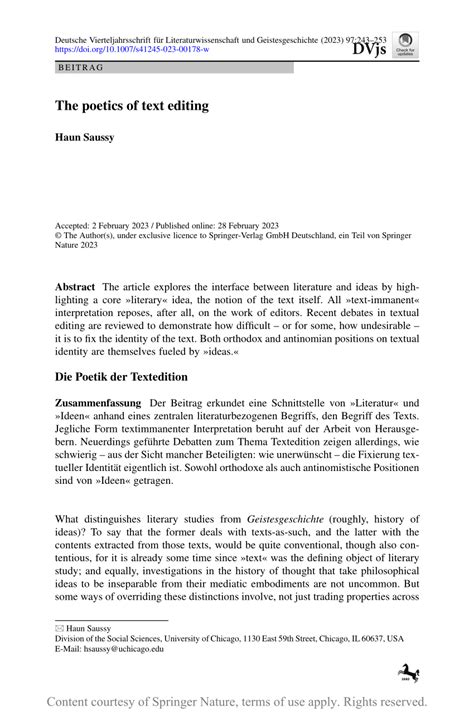 The Poetics Of Text Editing Request Pdf