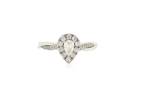 Lot 14k White Gold 58ctw Pear Diamond Engagement Ring