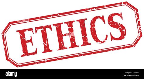Ethics Square Red Grunge Vintage Isolated Label Stock Vector Image