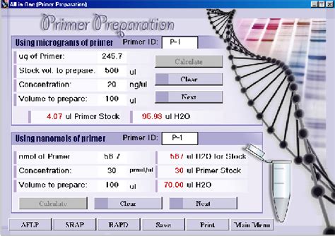 Primer Preparation Submenu Serves For Primer Preparation Using Its
