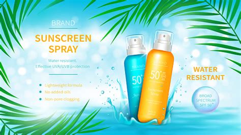 Sunscreen Cosmetics Vector Realistic Poster Stock Illustration