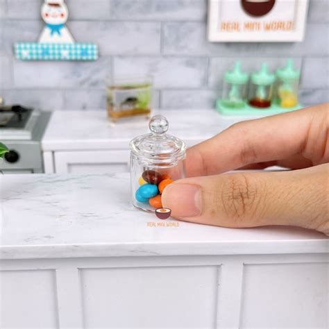 Miniature Modern Glass Jar With Glass Lid Mini Cooking And Baking Shop Real Mini World