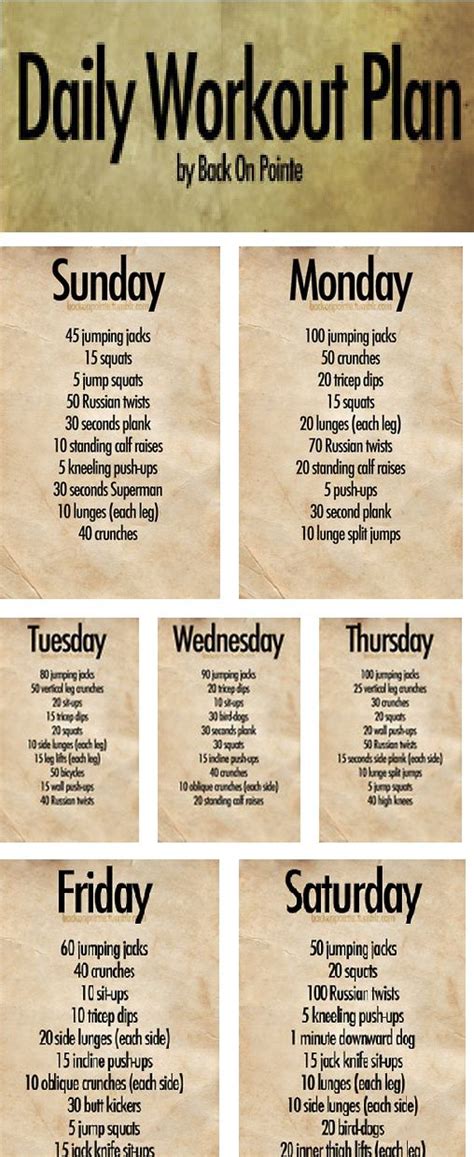 Weekly Workout Plan Artofit