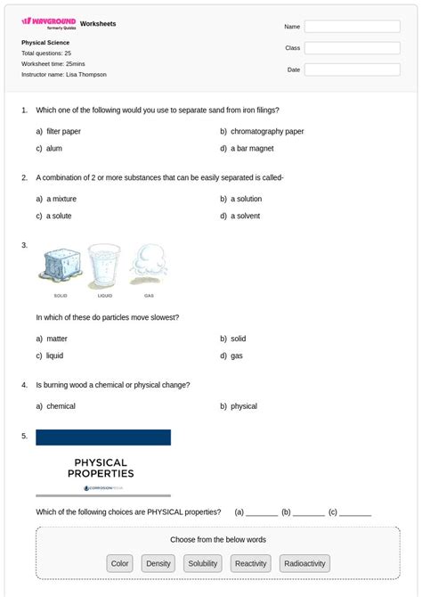 50 Physical Science Worksheets For Year 7 On Wayground Free And Printable