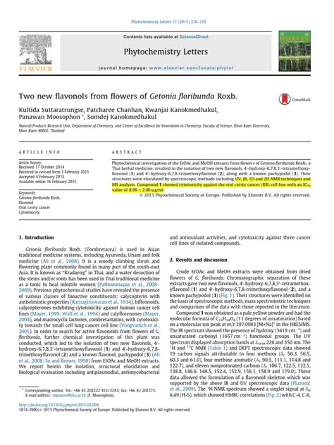 Phytochemistry Letters Pdf Thin Layer Chromatography Physical