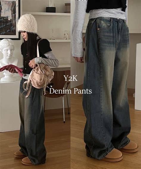 [허리잘록🔥] 뉴시프 워싱 데님팬츠 사이드 핀턱 맥시 와이드 청바지 Y2k 1 Color