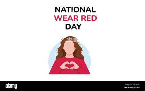 National Wear Red Day Illustration With Woman Making Heart Gesture And