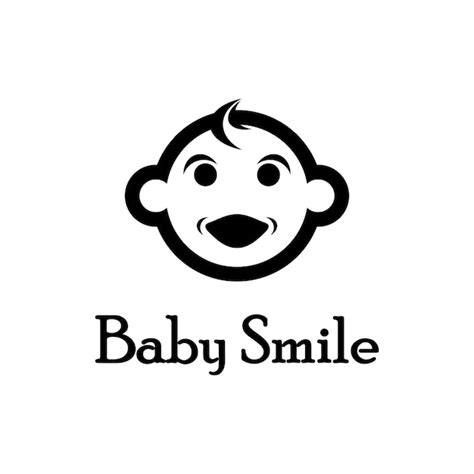 귀여운 행복한 아기 얼굴 미소 로고 템플릿 프리미엄 벡터