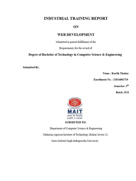 kartik thakur 5c8 summer training report pdf html world wide web