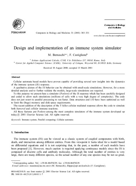 pdf design and implementation of an immune system simulator filippo