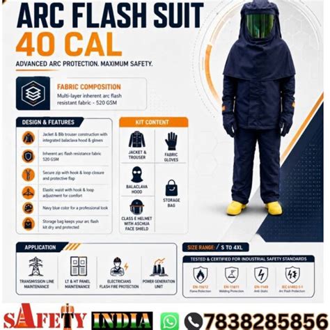 Safety India Electrical Arc Flash Suit 12 Cal Flame Resistant Arc