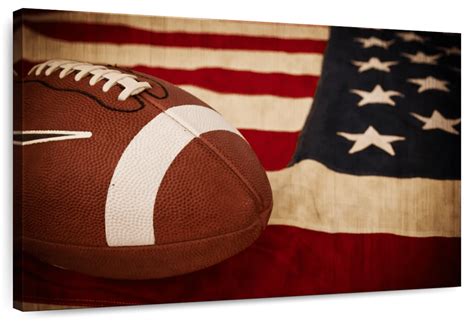 Elephant Stock Vintage American Flag Football Wall Art Horizontal
