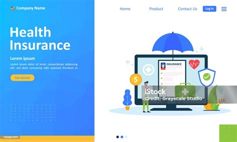 의료 보험 개념 남자는 웹 방문 페이지 Ui 모바일 앱 배너 템플릿에 적합 한 건강 양식 보험을 채 웁 니다 벡터 일러스트 보험에 대한 스톡 벡터 아트 및 기타 이미지