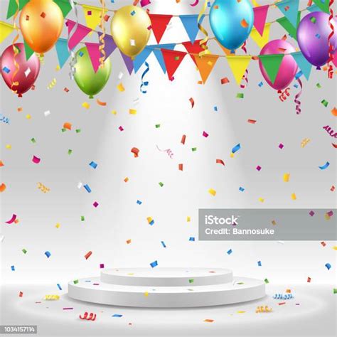 수상 식 바탕에 스포트 라이트와 함께 라운드 흰색 무대 연단 벡터 일러스트 레이 션 3차원 형태에 대한 스톡 벡터 아트 및 기타 이미지 3차원 형태