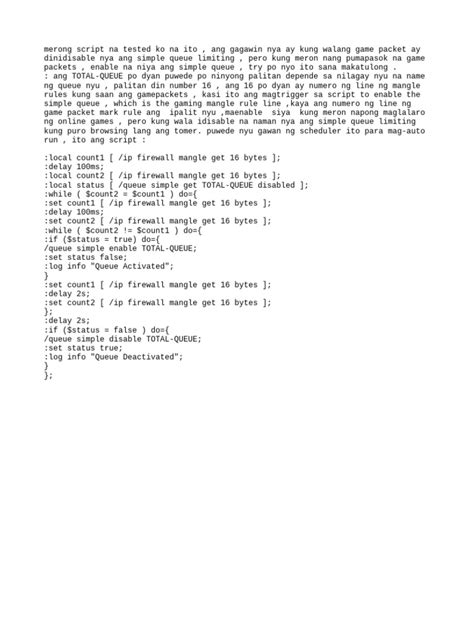 Auto Enable Disable Simple Queue Script Pdf