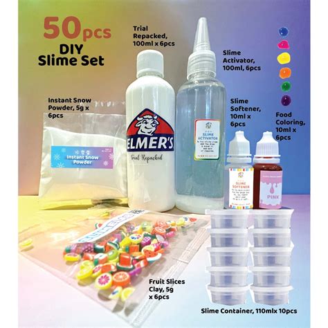 Diy Slime Kit Set With Elmers School Glue Trial Repacked 6 Color