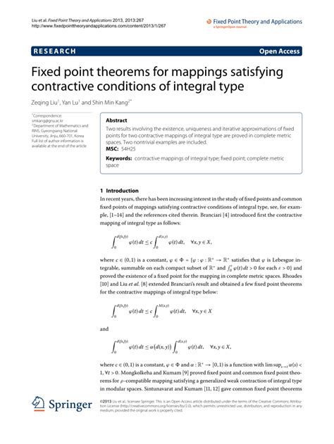 Download Pdf Fixed Point Theorems For Mappings Satisfying Contractive Conditions Of Integral Type