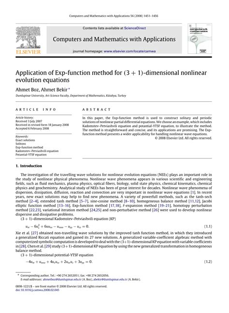pdf application of exp function method for 3 1 dimensional