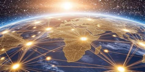 Global Network Connections Digital Earth Map Technology Illustration