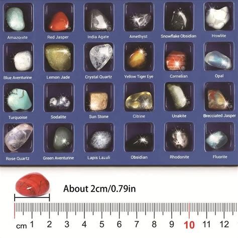 Crystalya 프리미엄 등급 크리스탈 및 힐링 스톤 디스플레이 박스 포함 암석 표본 광물 화석 발굴 키트 선물 24 개