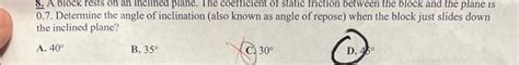 Solved A Block Rests On An Inclined Plane The Chegg