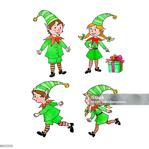 귀여운 작은 크리스마스 엘프 새해 엑스레이 문자입니다 손으로 그린 만화 낙서 인사말 카드 달력 인쇄 어린이 책을위한 간단한 색상