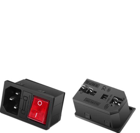 全铜ac电源插座带灯带保险丝品字卡式插座三合一带开关电源插座 虎窝淘