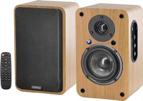 Lonpoo Bookshelf Speakers 100w Powered Speakers With Inside Amplifier Bluetooth Bookshelf