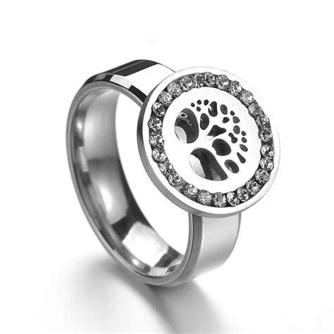 Silver And Gold With Diamond Womens Tree Of Life Ring