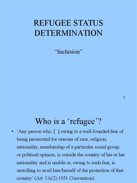 Refugee Status Determination Inclusion Refugee Nationality