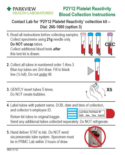 Platelet Poor Plasma For Coagulation Testing P2y12 Platelet Reactivity Instructions