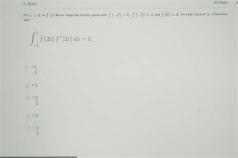 solved for a 0 let f x be an integrable function given