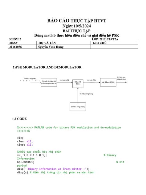 Report Matlab Psk 21161056 Pdf