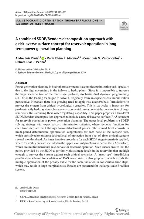 A Combined Sddpbenders Decomposition Approach With A Risk Averse
