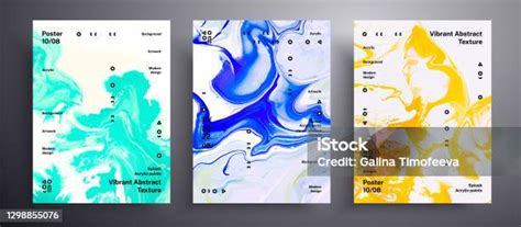 추상 아크릴 배너 유체 아트 벡터 텍스처 컬렉션 디자인 커버 초대장 전단지 등에 적용할 수 있는 트렌디한 배경 노란색 파란색 및 민트 특이한 창조적 인 표면 템플릿 가리기에