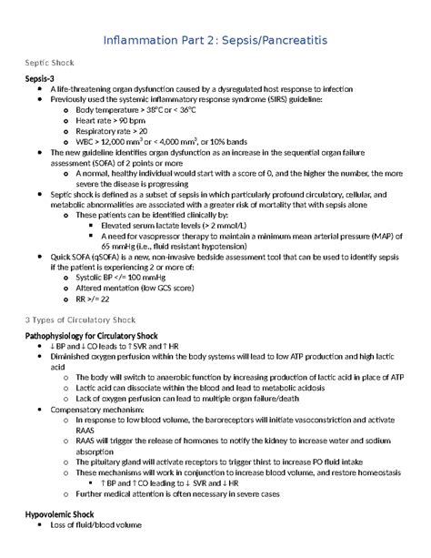 Sepsis Module Inflammation Part 2 Sepsis Pancreatitis Septi C Shock