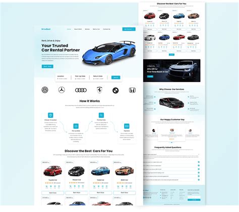 car rental website landing page ui design ui ux design behance