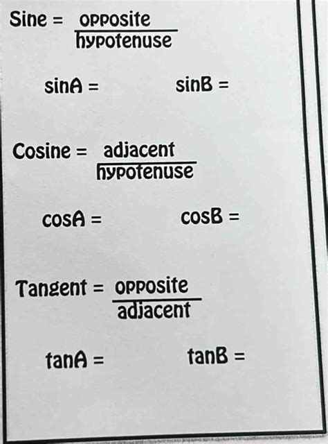 Solved Sine Opposite Hypotenuse Sin A Sin B Cosin E Adjacent Hypotenuse Cos A Cos B Tange