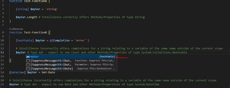 Intellisense Offers Completions For The Type Of The First Variable Encountered Of The Same Name