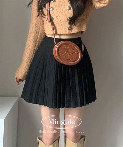 프레피룩 옆지퍼 잔주름 플리츠 미니스커트 에이블리