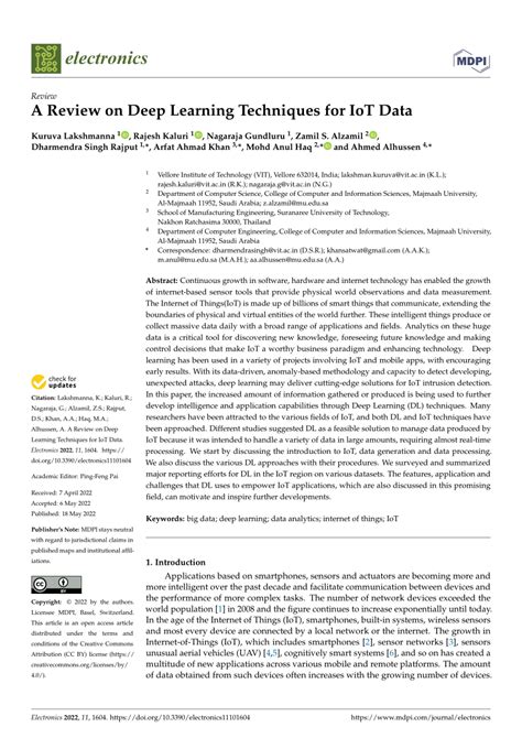 Pdf A Review On Deep Learning Techniques For Iot Data