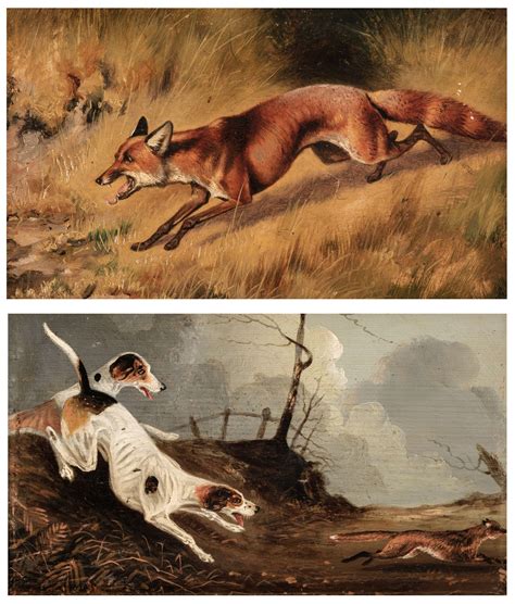 At Auction Alfred Wheeler Wheeler Alfred 1852 1932 Fox On The Run And Another Similar